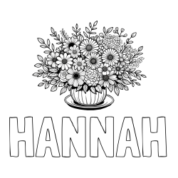 HANNAH Coloring Page and Beautiful Bouquet of Flowers Coloring Page