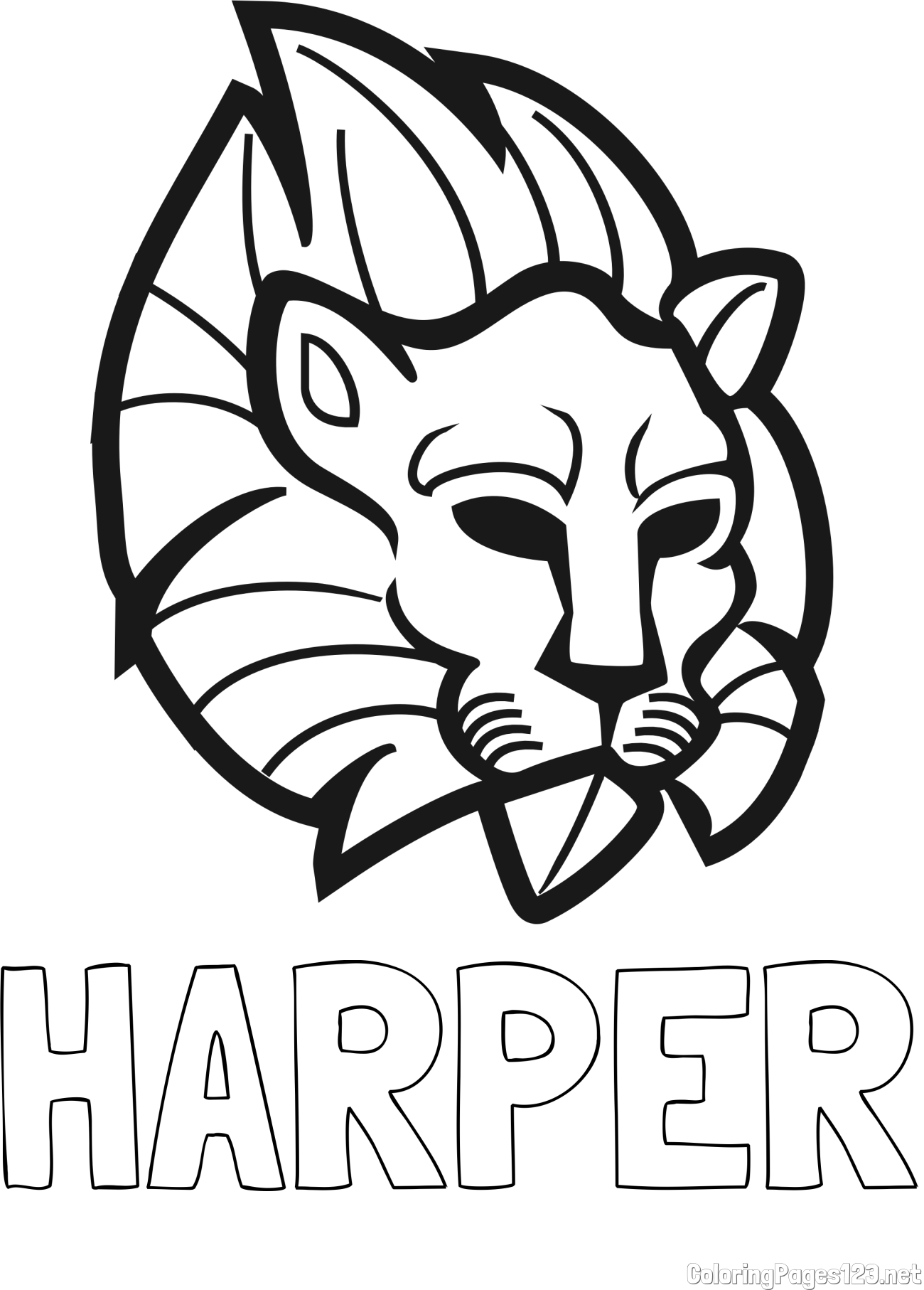 HARPER Coloring Page and Abstract Lion Face Coloring Page