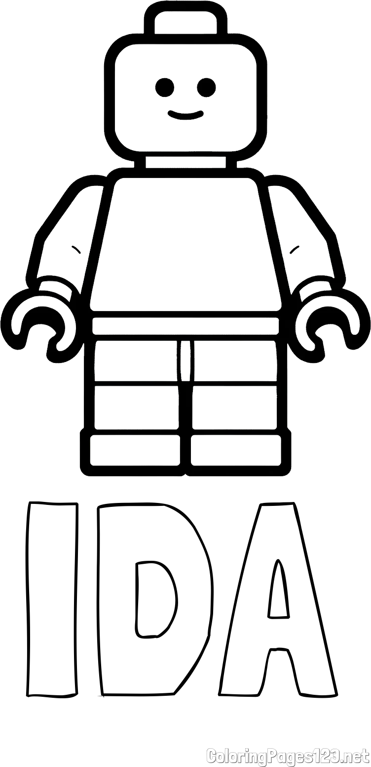 IDA Coloring Page and Easy LEGO Character Coloring Page