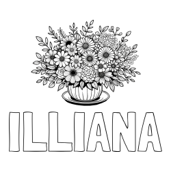 ILLIANA Coloring Page and Beautiful Bouquet of Flowers Coloring Page