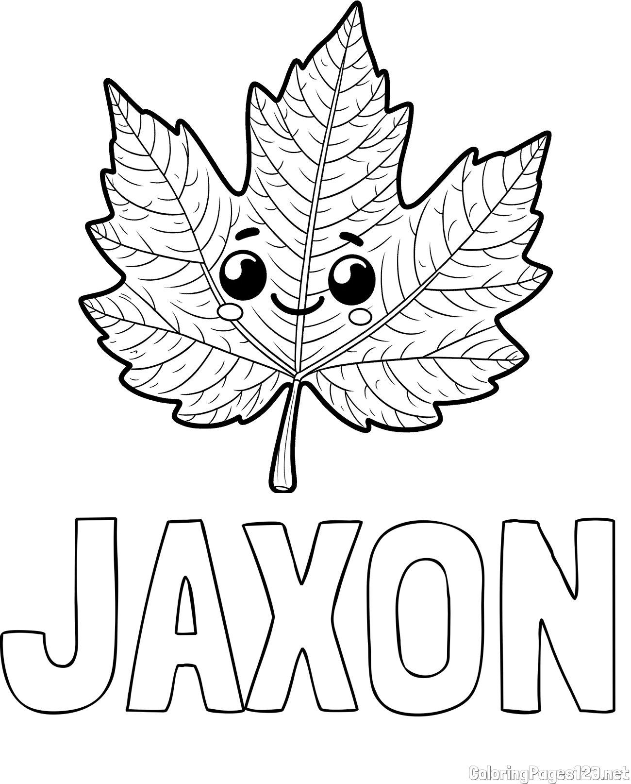 JAXON Coloring Page and Smiling Leaf Coloring Page for Kids