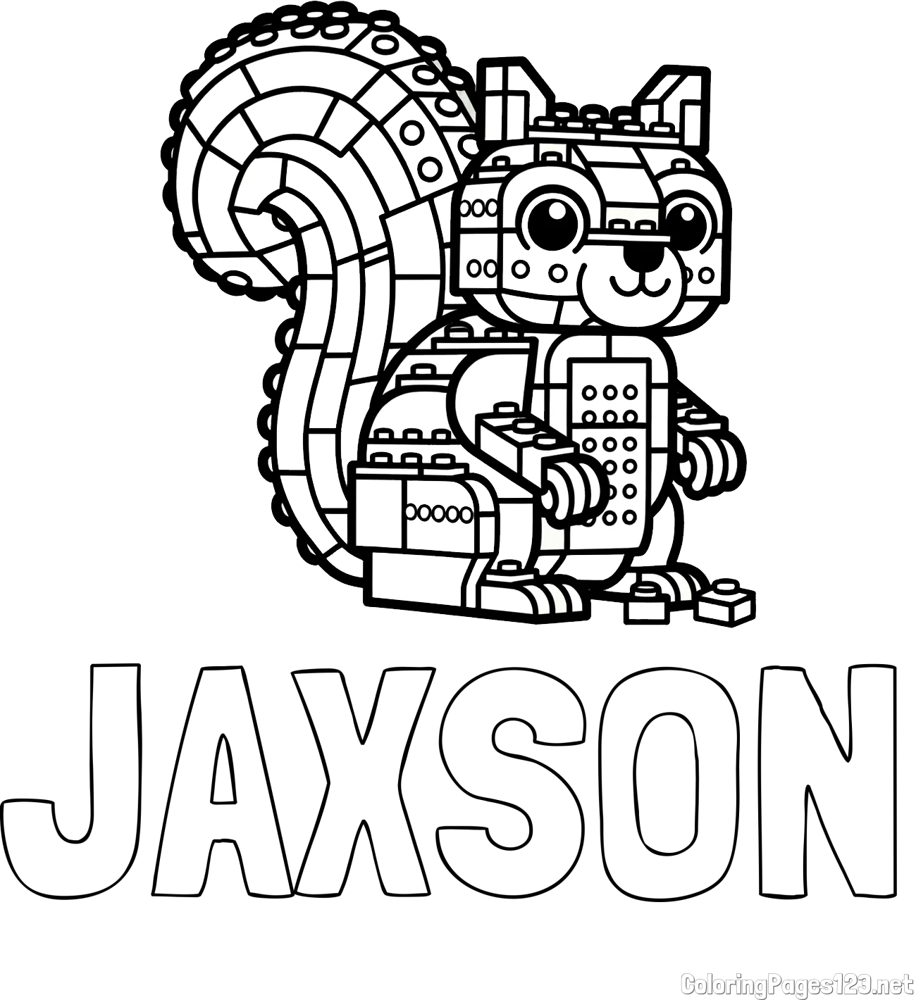 JAXSON Coloring Page and LEGO Squirrel Coloring Page