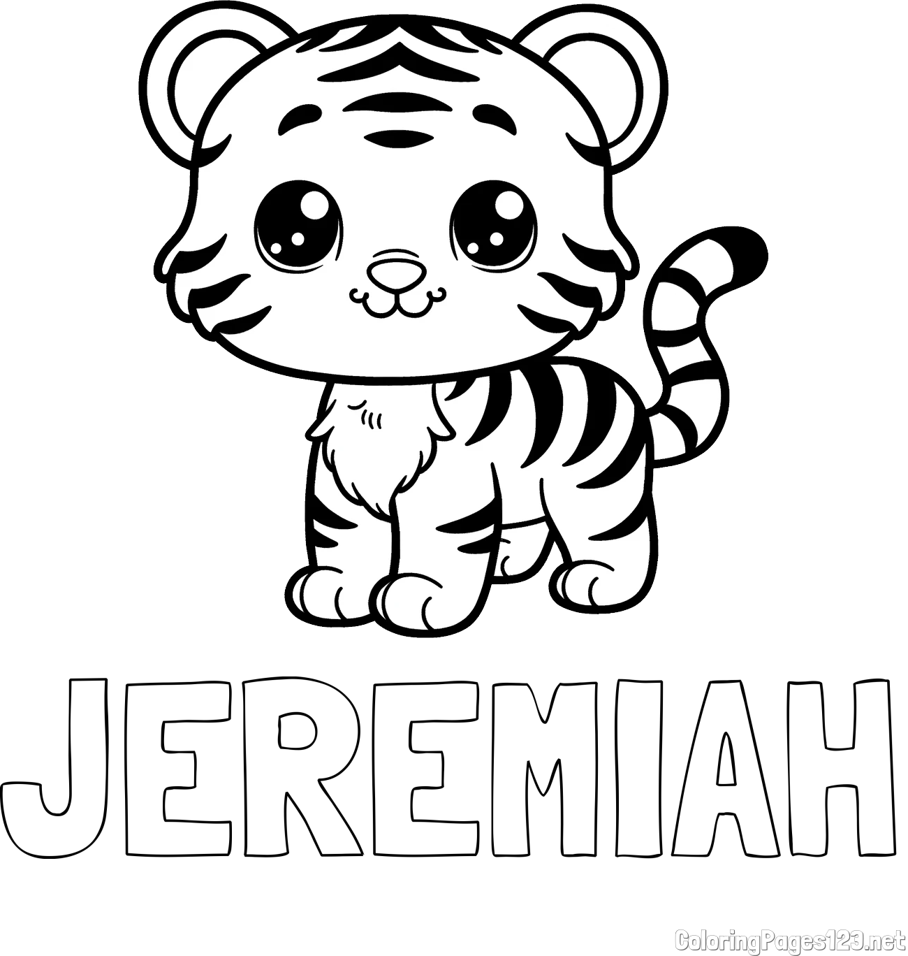 JEREMIAH Coloring Page and Cute Tiger Cub Coloring Page