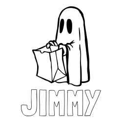JIMMY Coloring Page alongside Ghost with a Candy Bag Coloring Page
