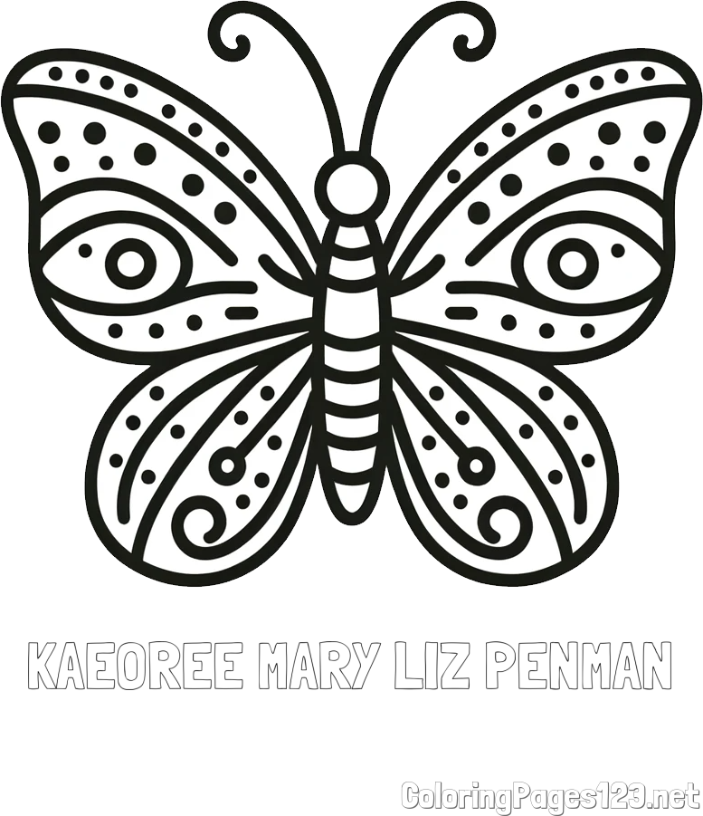 KAEOREE MARY- LIZ PENMAN Coloring Page and Butterfly Coloring Page (Simple)