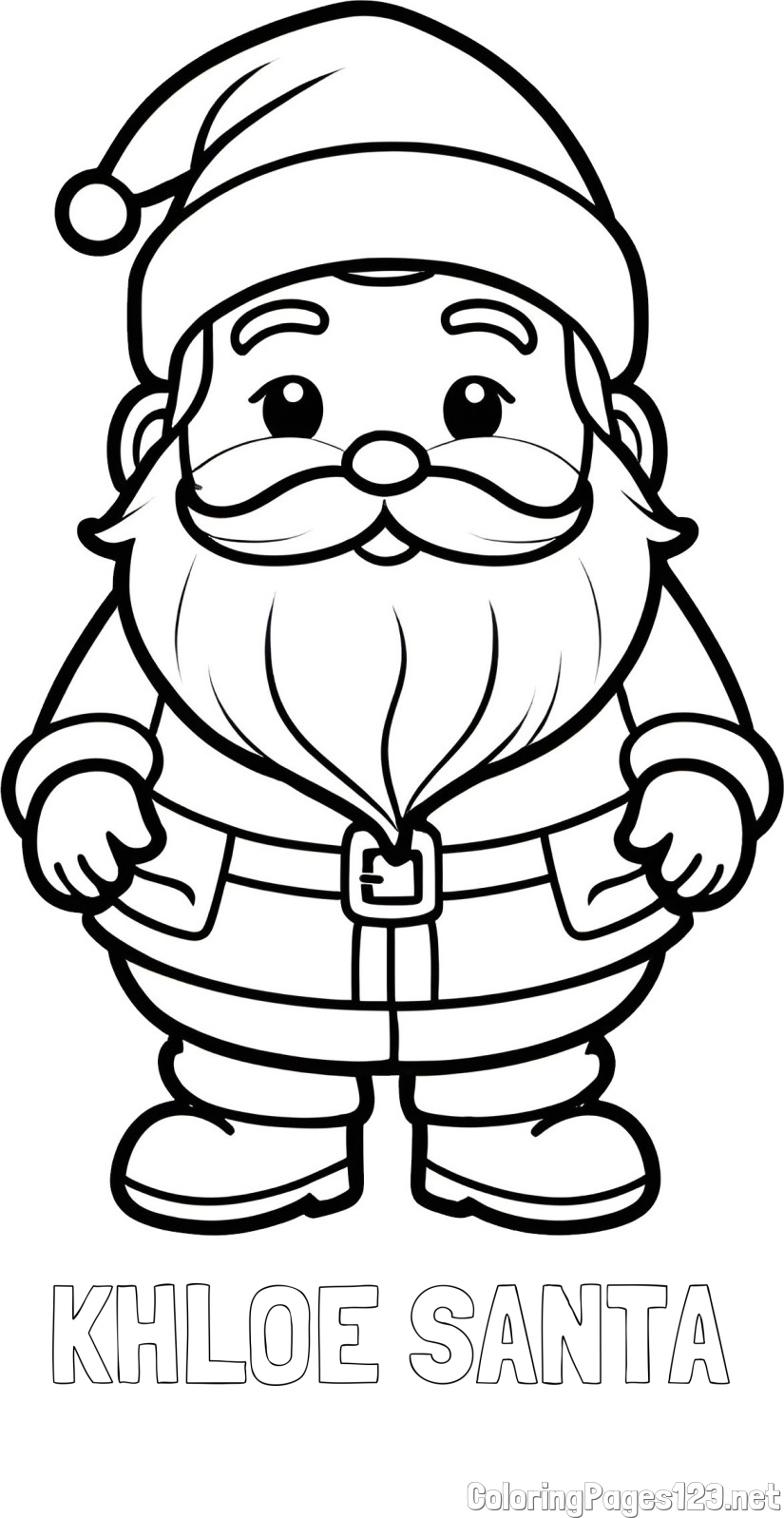 KHLOE SANTA Coloring Page and Adorable Santa Claus Coloring Page