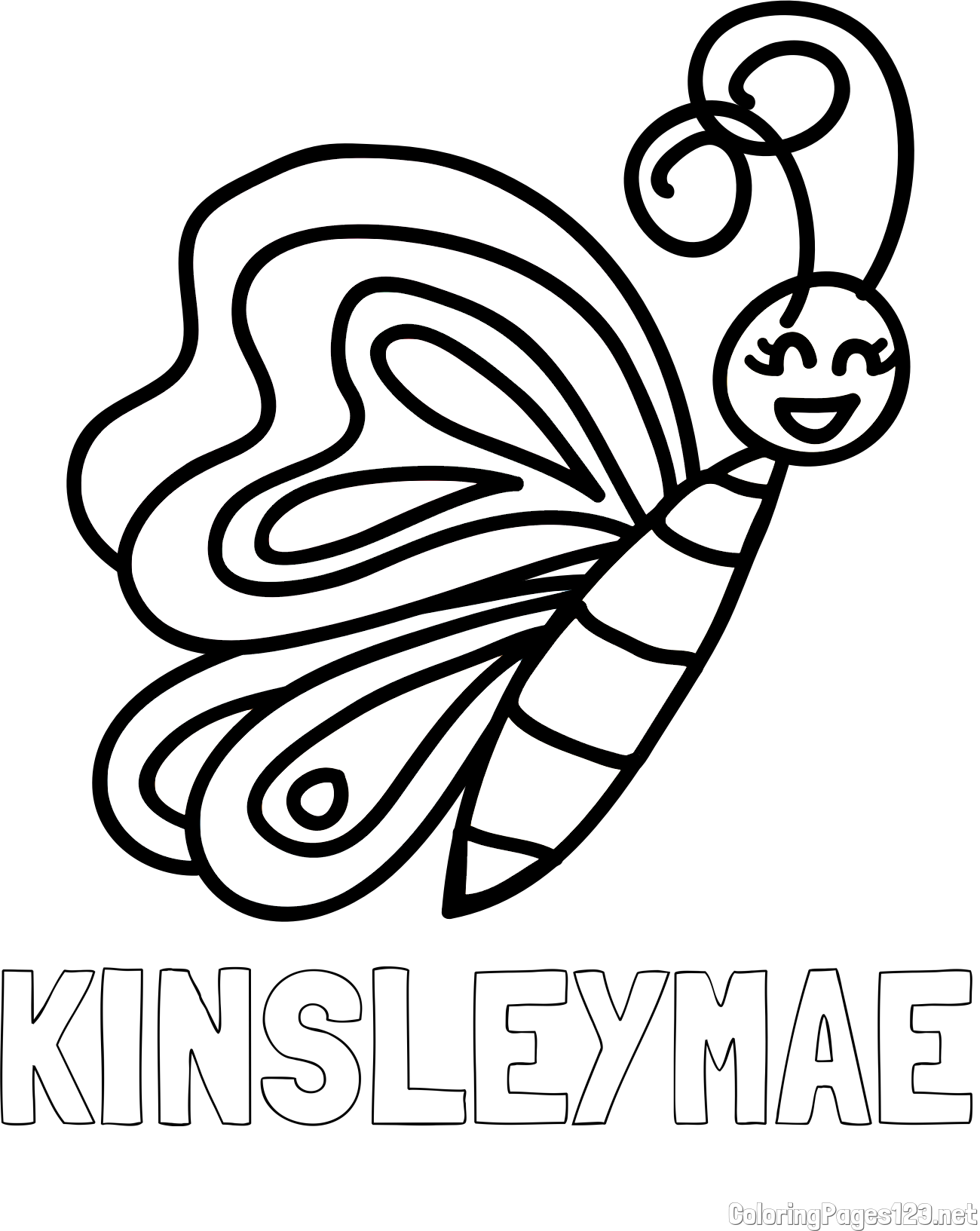 KINSLEY-MAE Coloring Page and Simple Butterfly Coloring Page