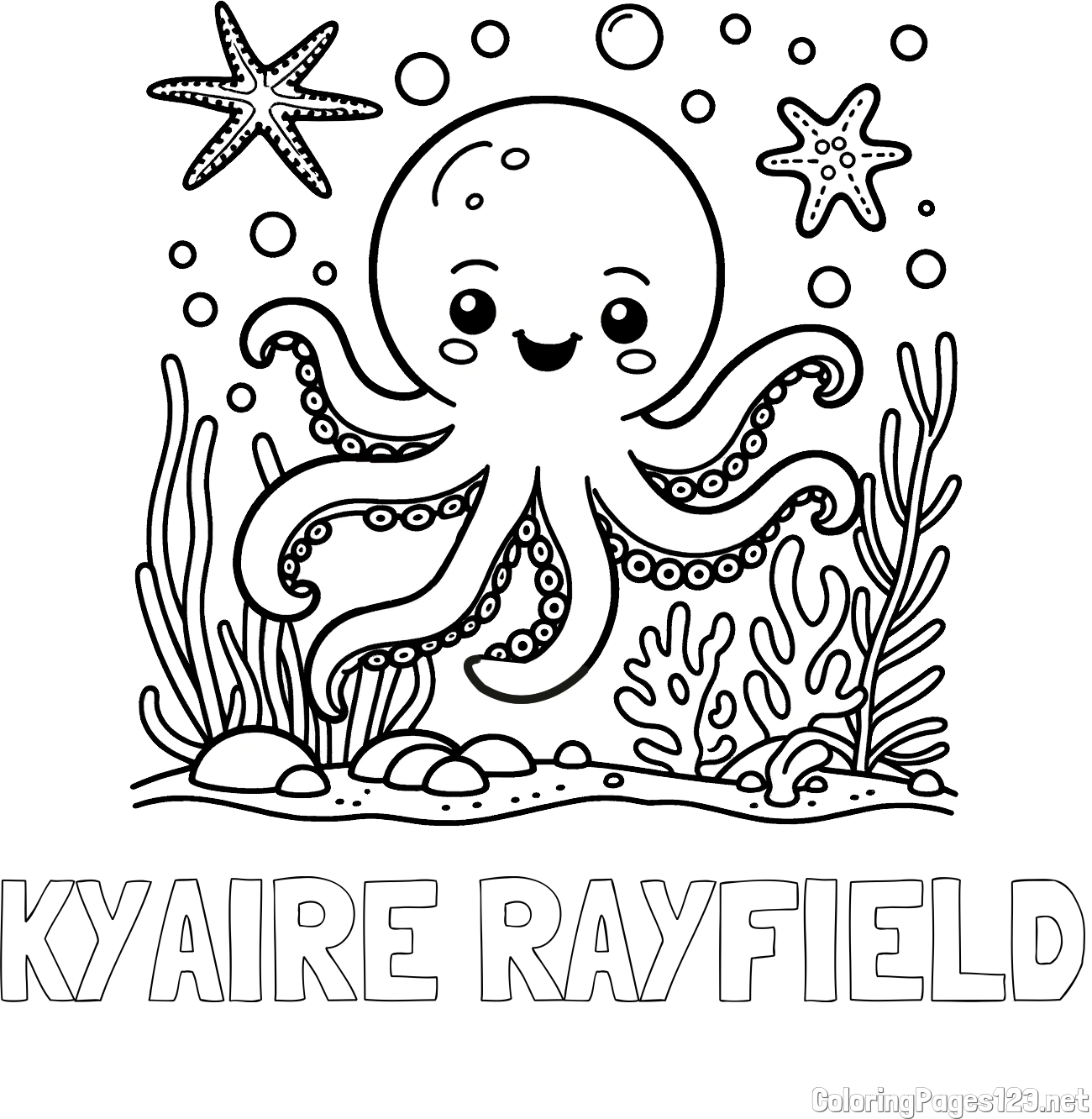 KYAIRE RAYFIELD Coloring Page and Coloring Page of a Cute Octopus in ...