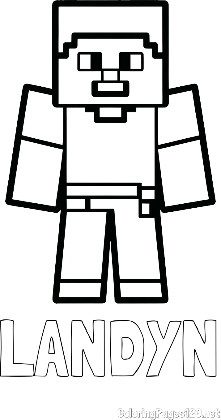 LANDYN Coloring Page and Minecraft Steve Coloring Page