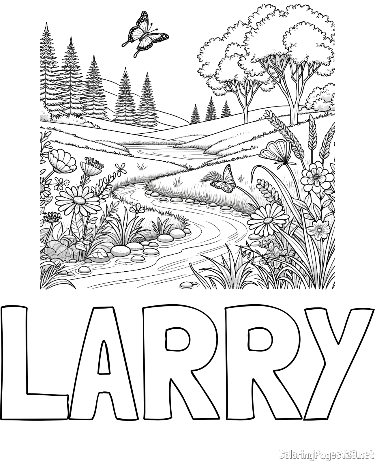 LARRY Coloring Page and Summer Nature Coloring Page