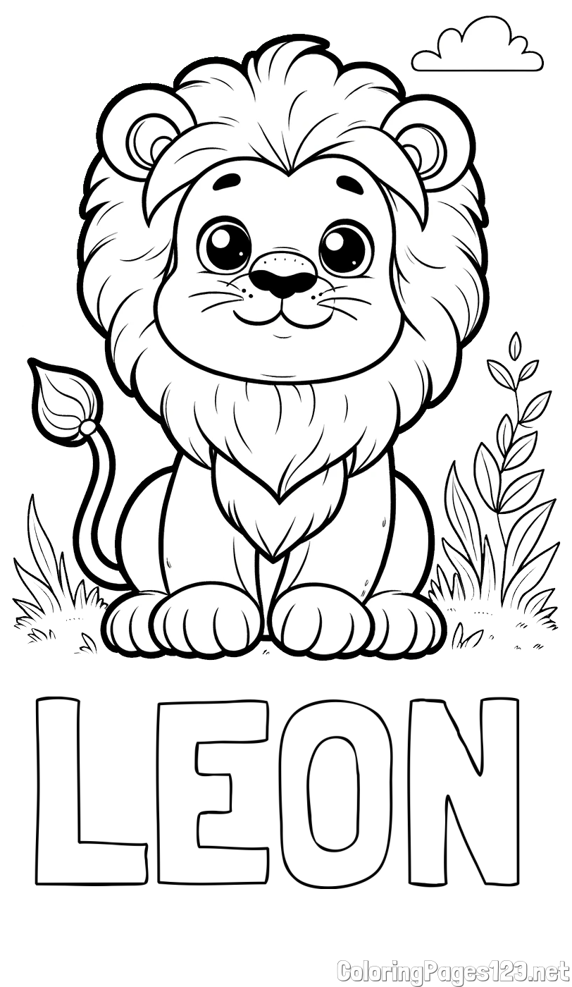 LEON Coloring Page and Cute Baby Lion Coloring Page