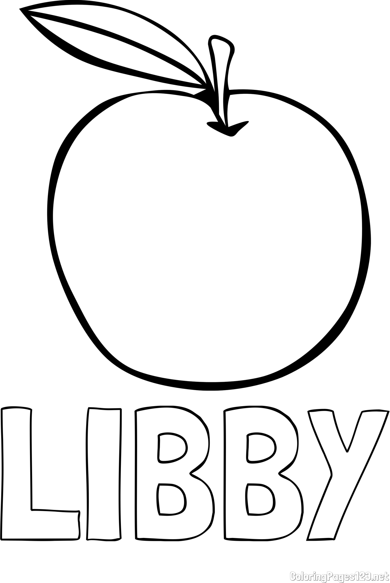 LIBBY Coloring Page and Simple Apple Coloring Page