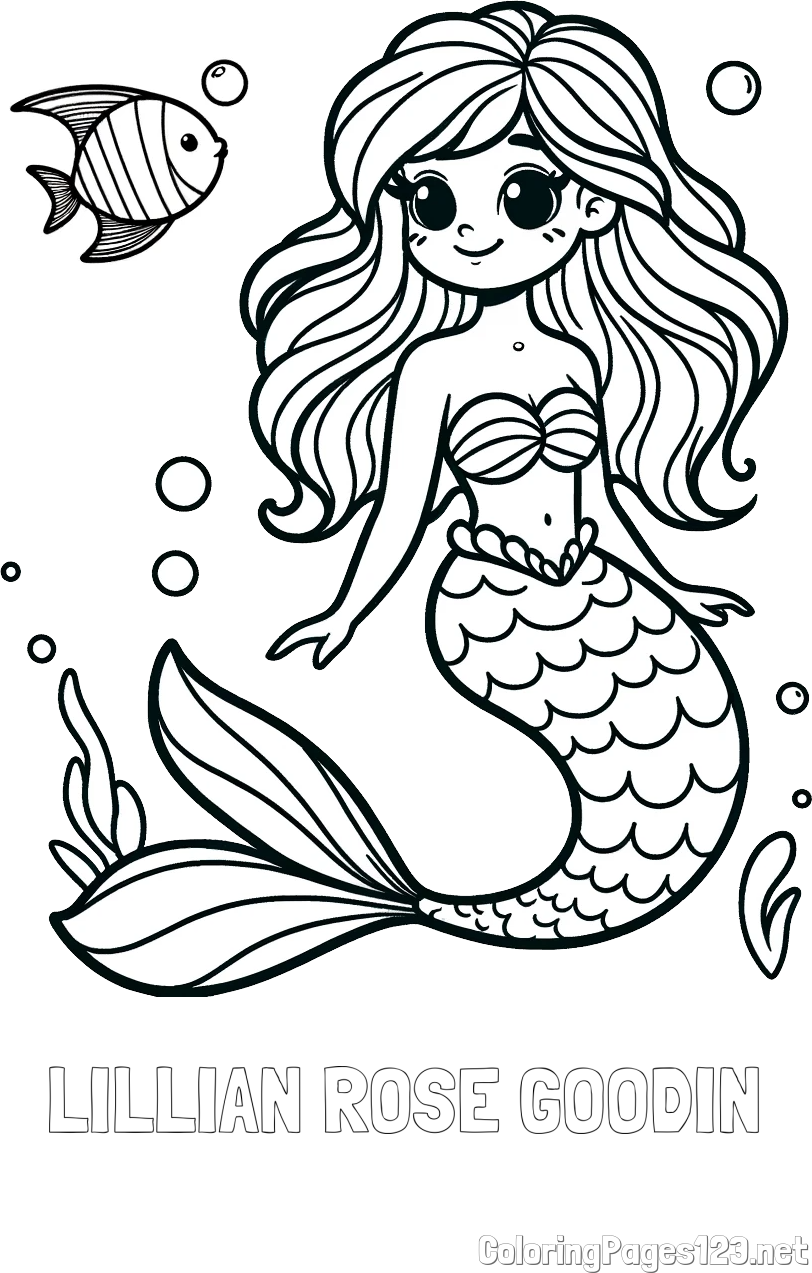 LILLIAN ROSE GOODIN Coloring Page and Coloring Page of a Little Mermaid ...