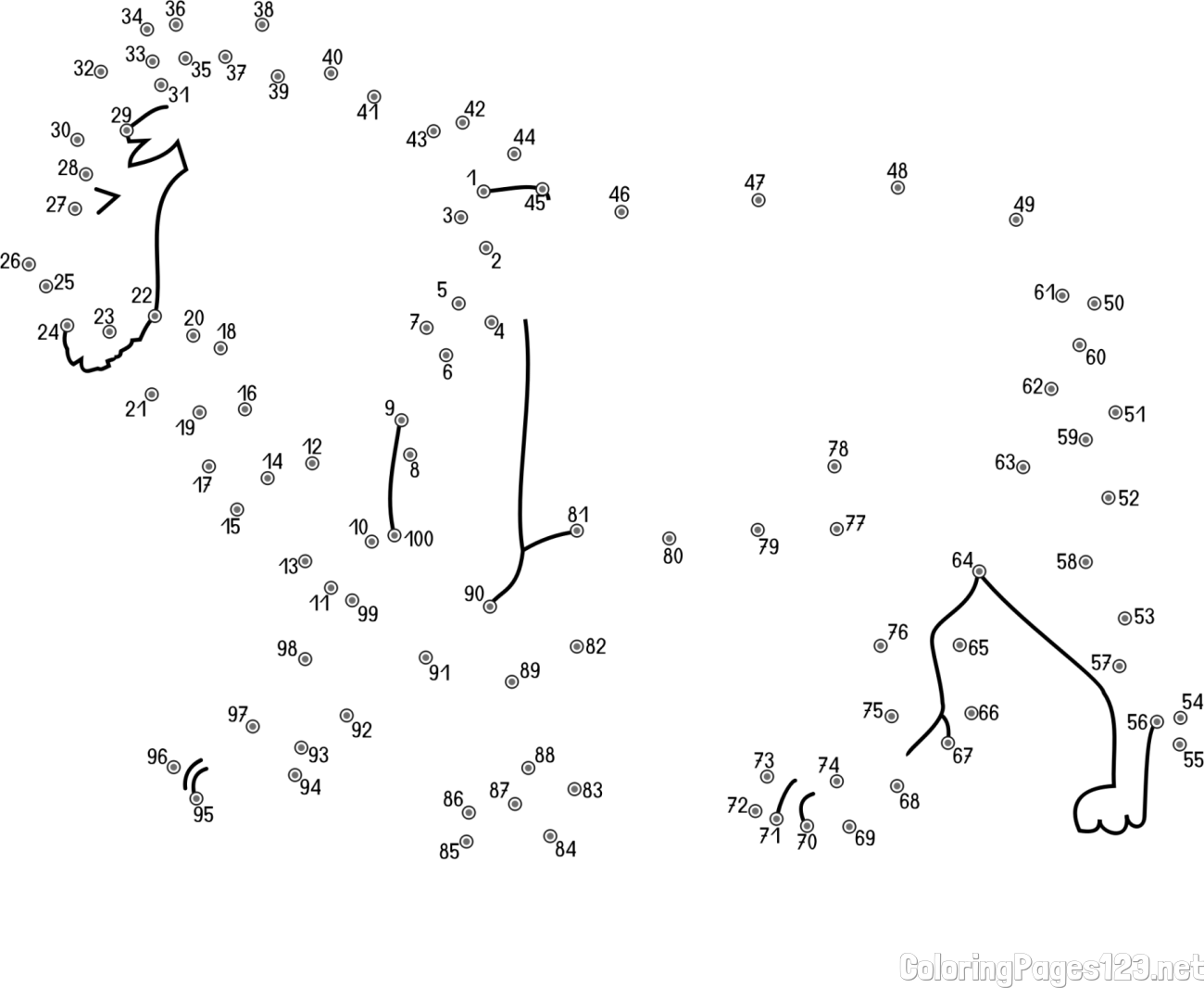 Lion Connect the Dots Coloring Page