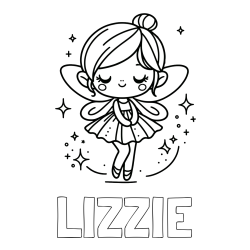 LIZZIE Coloring Page and Children's Coloring Page of a Magical Fairy