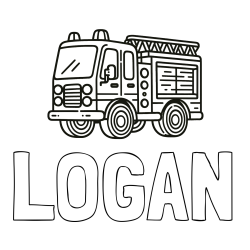 LOGAN Coloring Page and Coloring page of a fire truck
