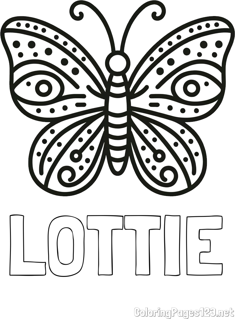 LOTTIE Coloring Page and Butterfly Coloring Page (Simple)