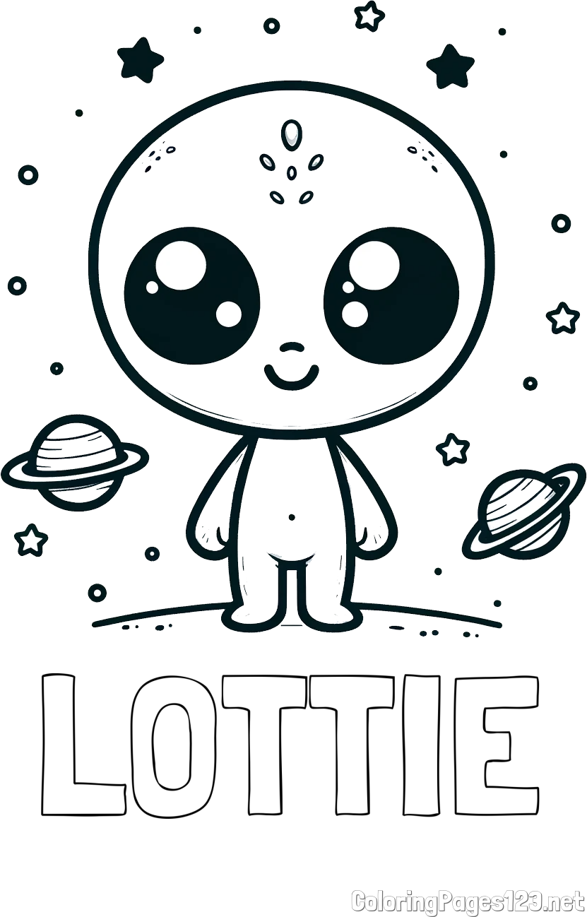 LOTTIE Coloring Page and Cute Alien Coloring Page - Smiling with ...