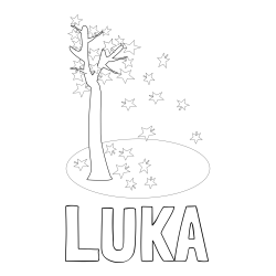 LUKA Coloring Page and Autumn Tree Coloring Page for Kids