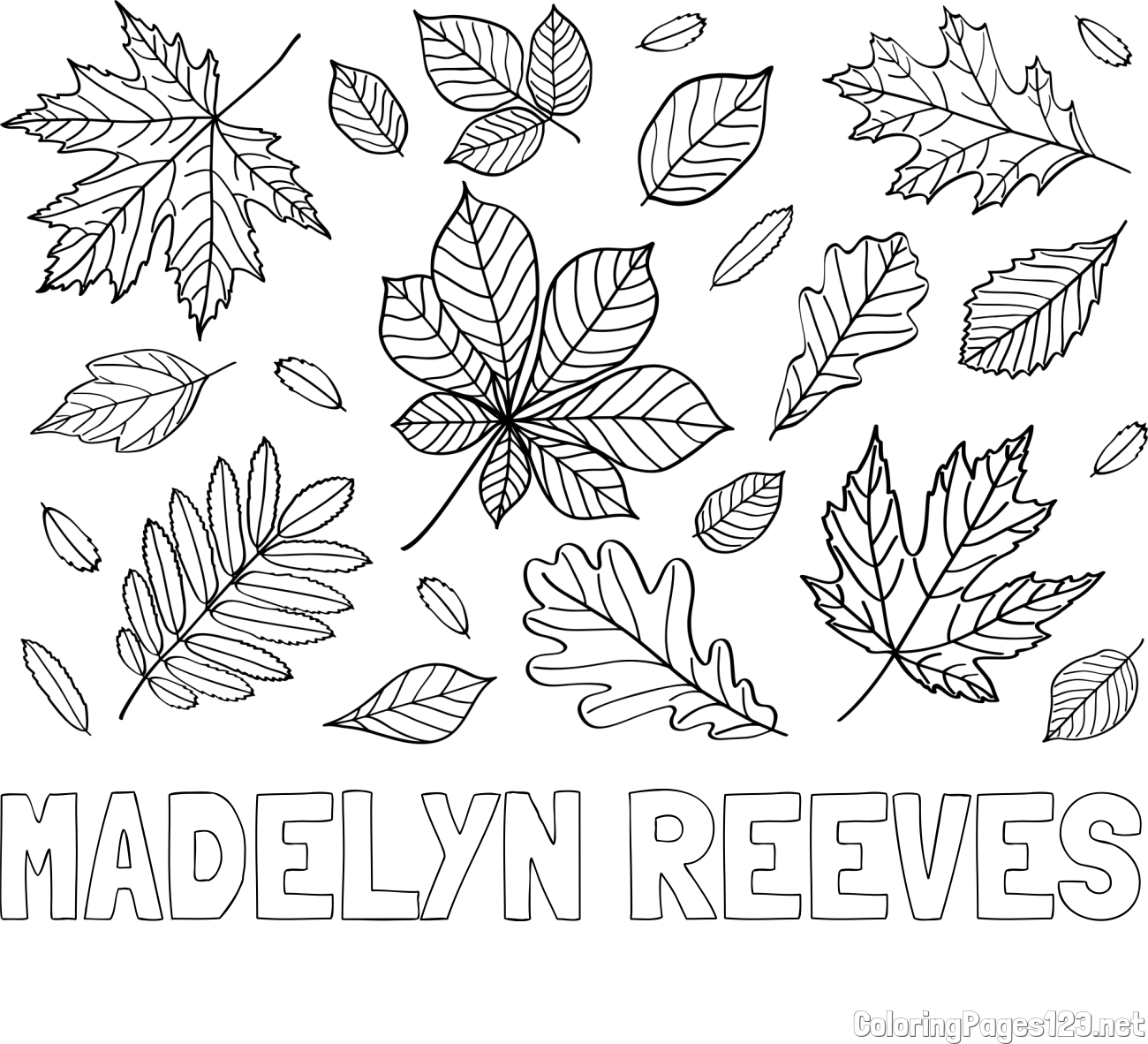 MADELYN REEVES Coloring Page and Autumn Leaves Coloring Page