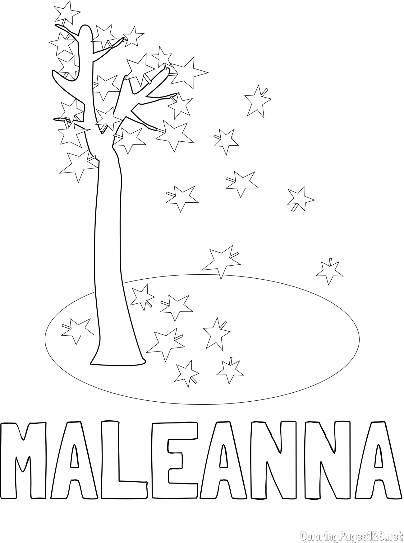 MALEANNA Coloring Page and Autumn Tree Coloring Page for Kids