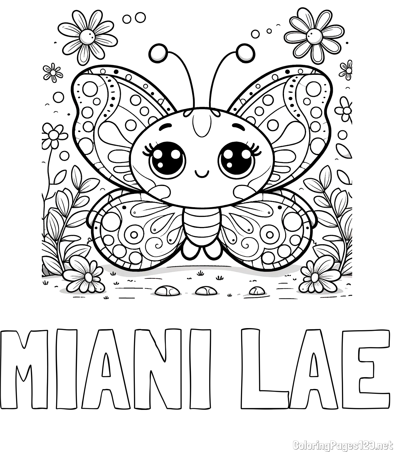 Color online: MIANI LAE Coloring Page and Cute Butterfly Coloring Page ...