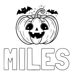 MILES Coloring Page and Halloween Pumpkin and Bats Coloring Page