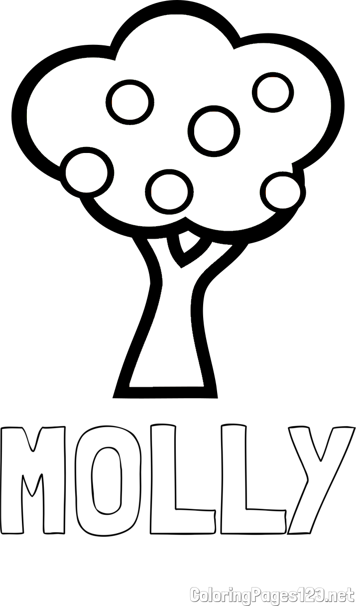 MOLLY Coloring Page and Apple Tree Coloring Page