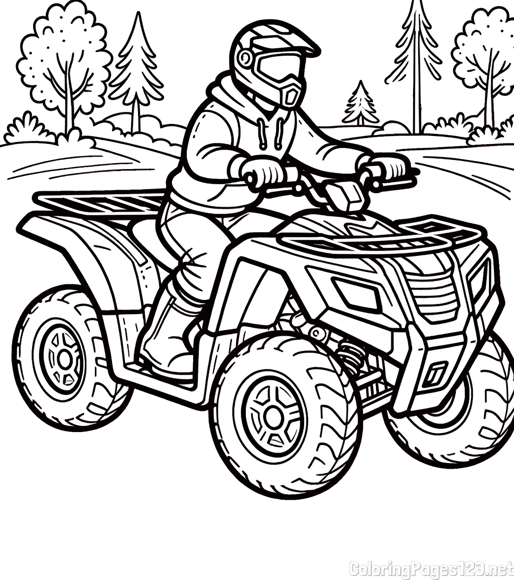 Motorist on ATV Coloring Page