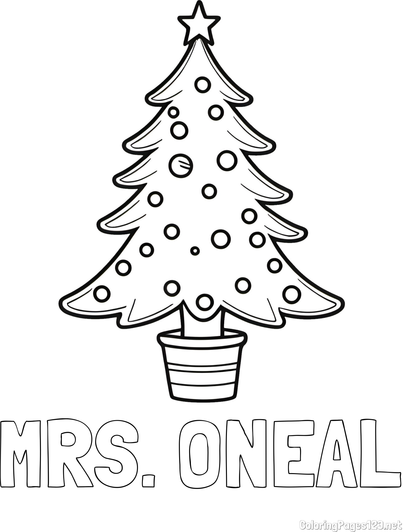 MRS. ONEAL Coloring Page and Beautiful Christmas Tree Coloring Page