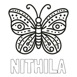NITHILA Coloring Page and Butterfly Coloring Page (Simple)