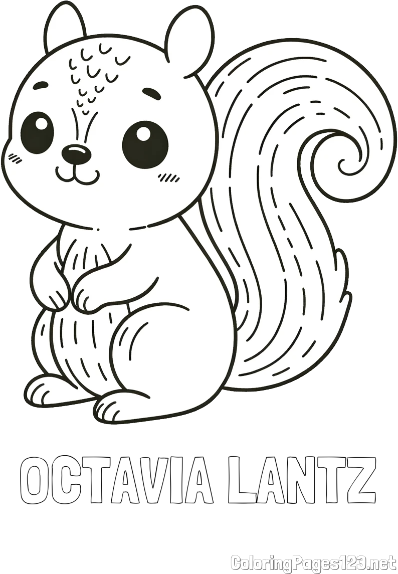 OCTAVIA LANTZ Coloring Page and Easy Coloring Page of a Cute Squirrel