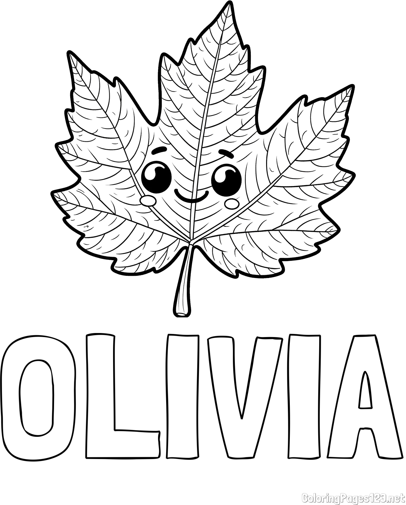 Color online: OLIVIA Coloring Page and Smiling Leaf Coloring Page for ...