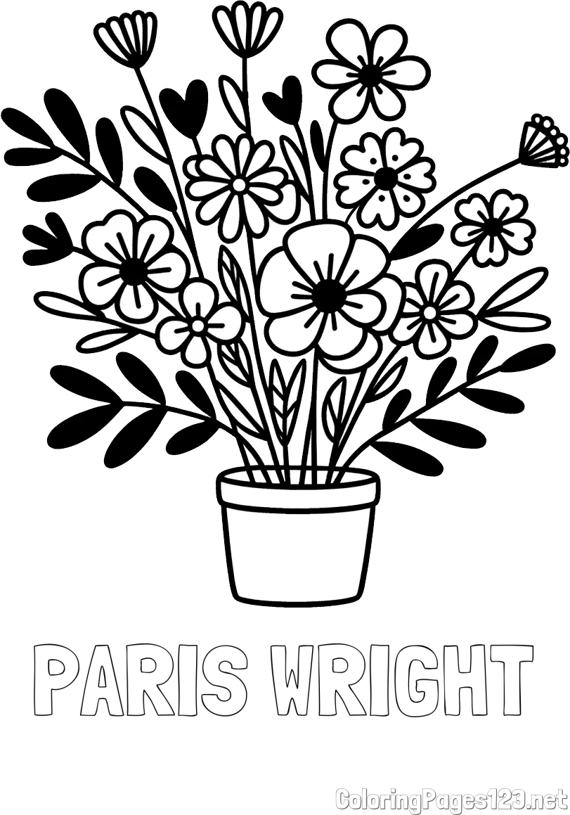 Color online: PARIS WRIGHT Coloring Page and Easy Flower Bouquet Coloring Page - Free & Printable