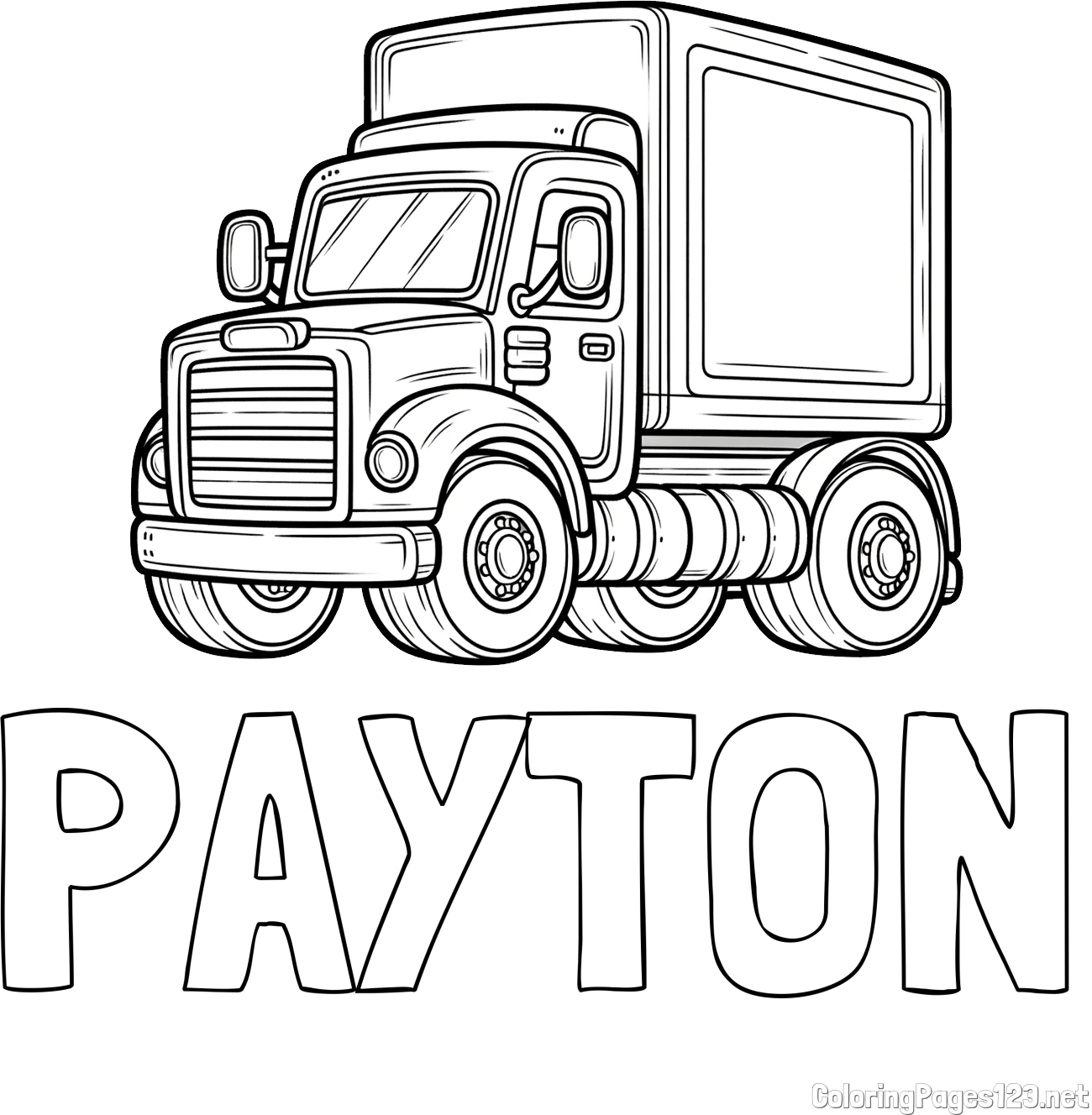 PAYTON Coloring Page and Big Truck Coloring Page