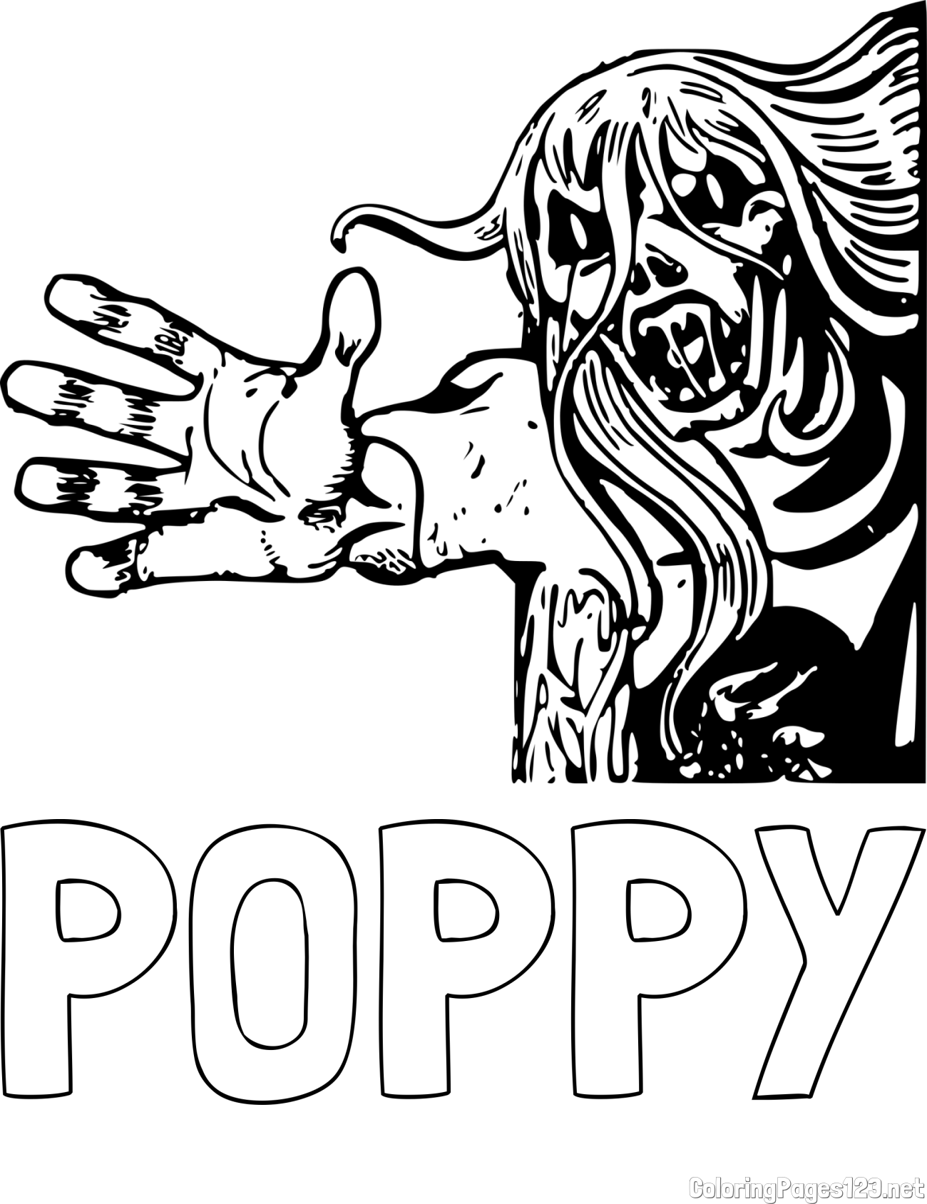 POPPY Coloring Page and Terrifying Monster Coloring Page