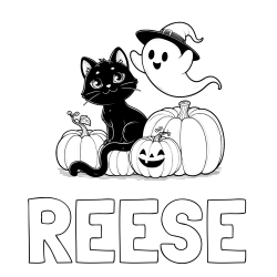 REESE Coloring Page and Halloween Pumpkin Coloring Page for Kids ...