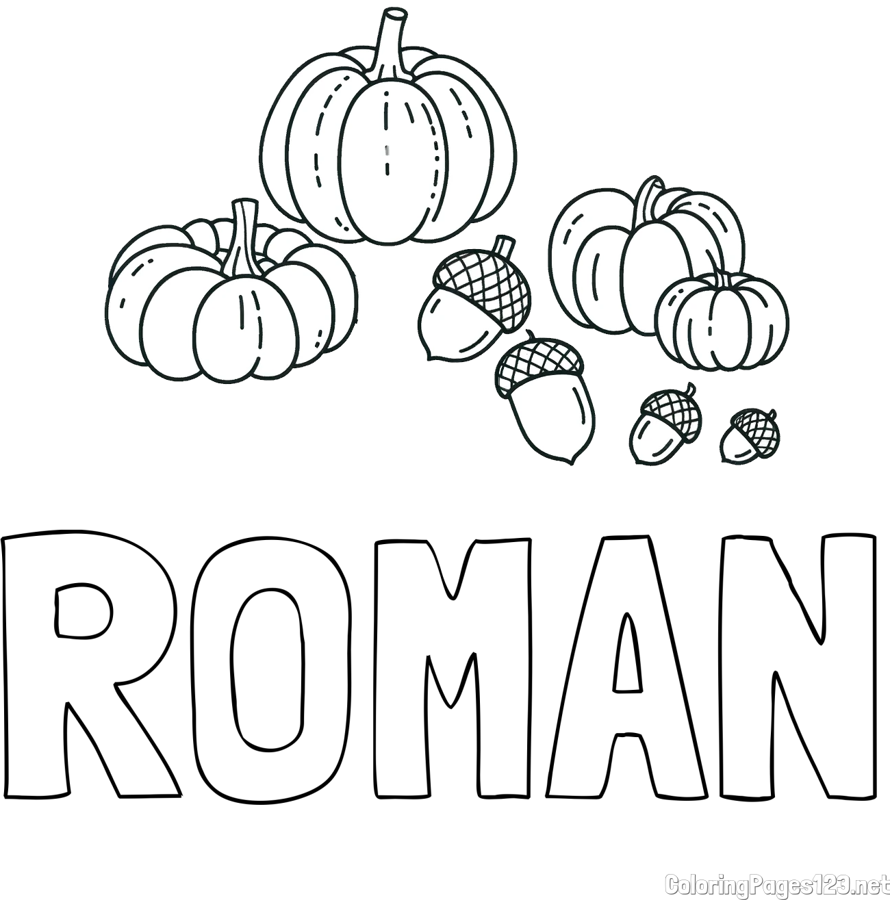 ROMAN Coloring Page alongside Autumn Harvest Coloring Page - Acorns and ...