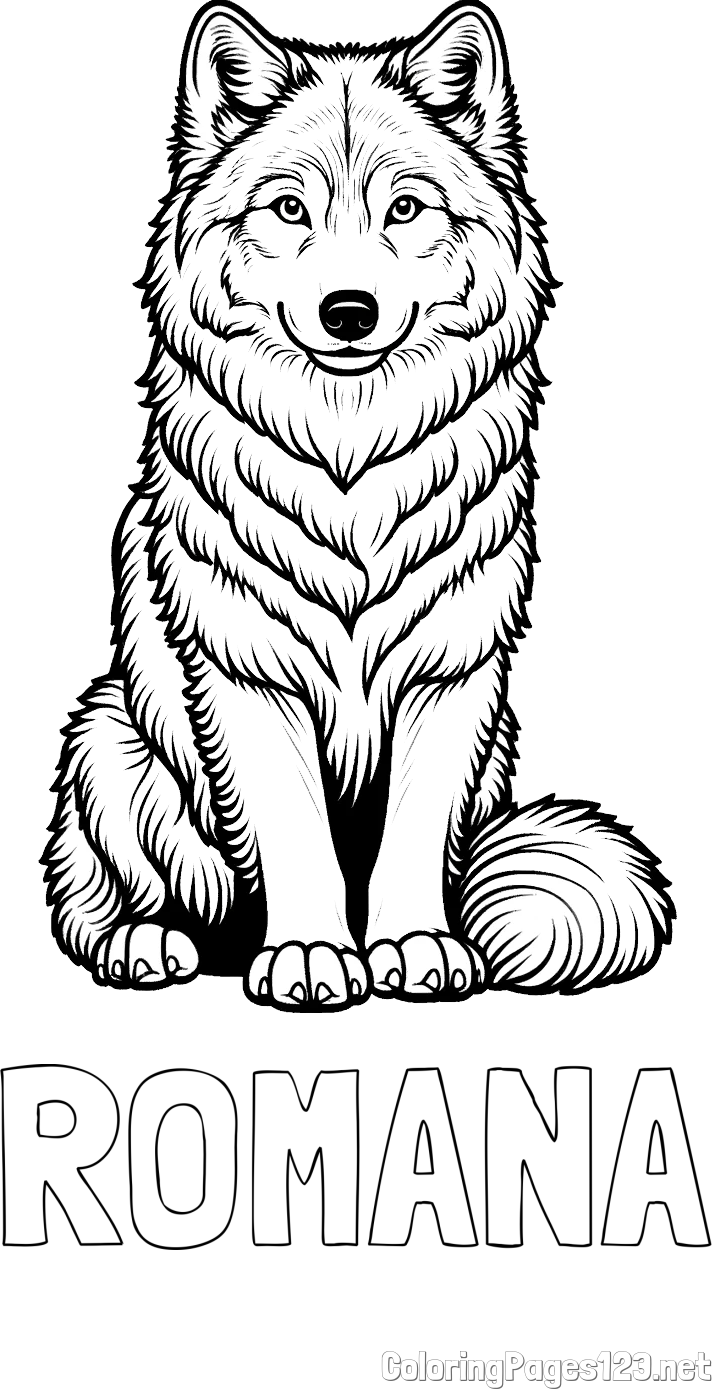 ROMANA Coloring Page alongside Beautiful Wolf Coloring Page
