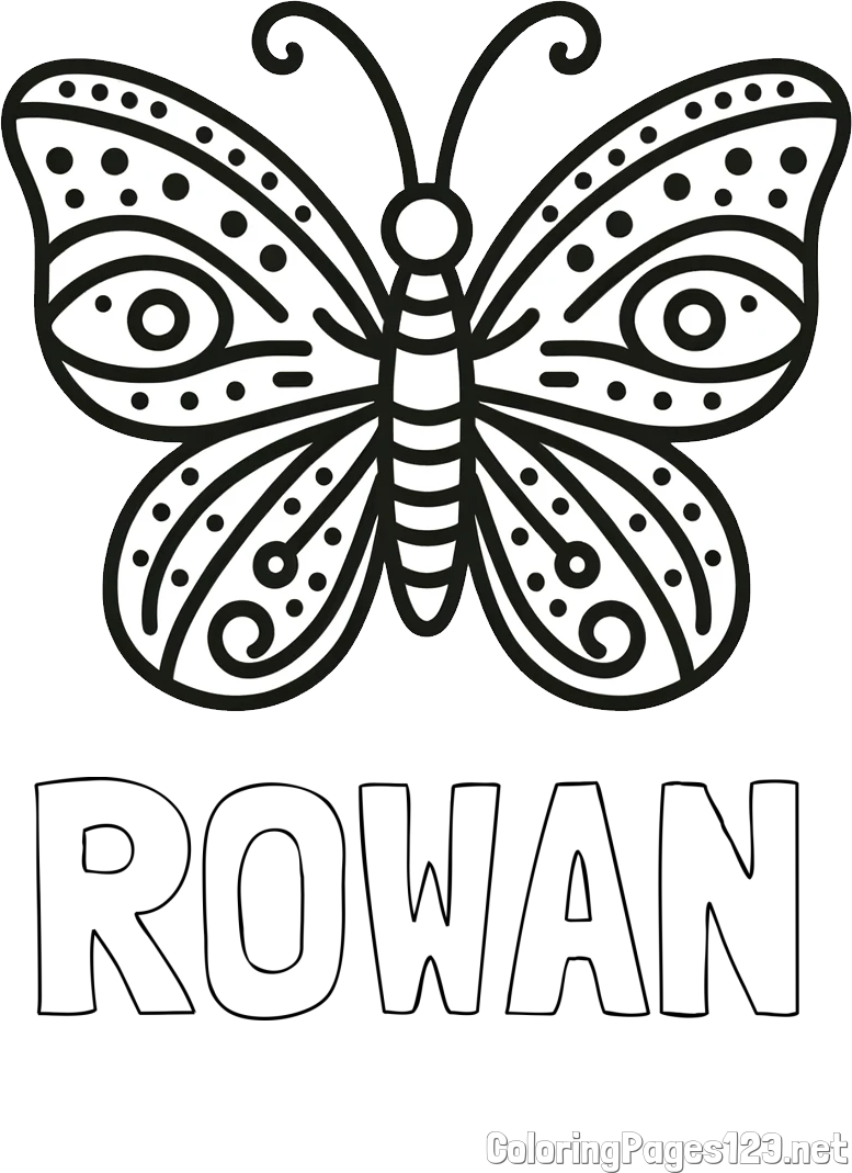 ROWAN Coloring Page and Butterfly Coloring Page (Simple)