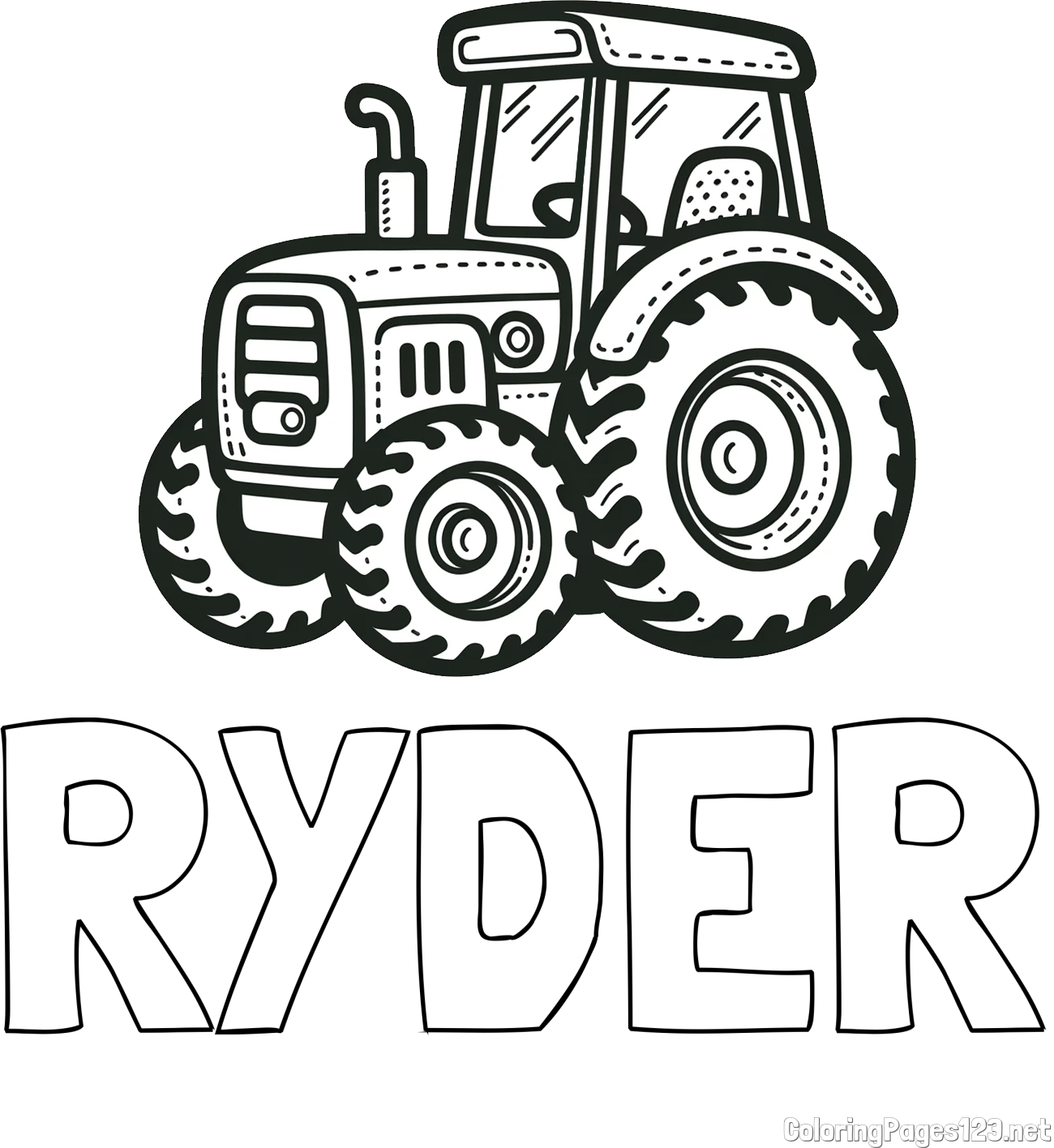 RYDER Coloring Page and Beautiful Tractor Coloring Page