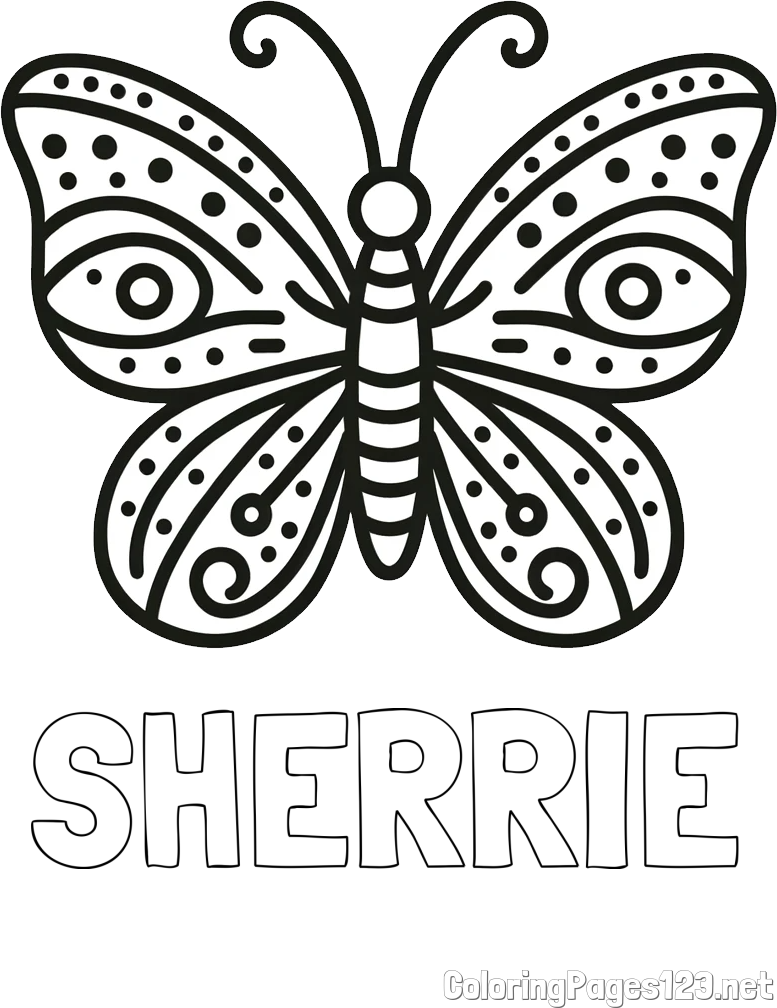 SHERRIE Coloring Page and Butterfly Coloring Page (Simple)