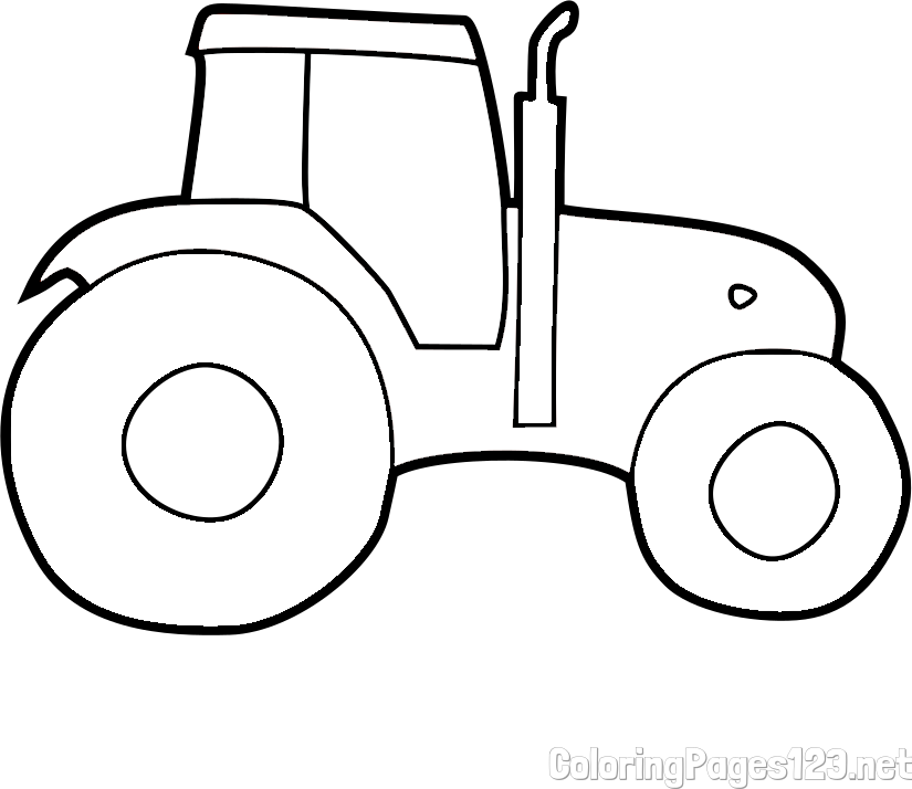 Simple Tractor Coloring Page for Kids