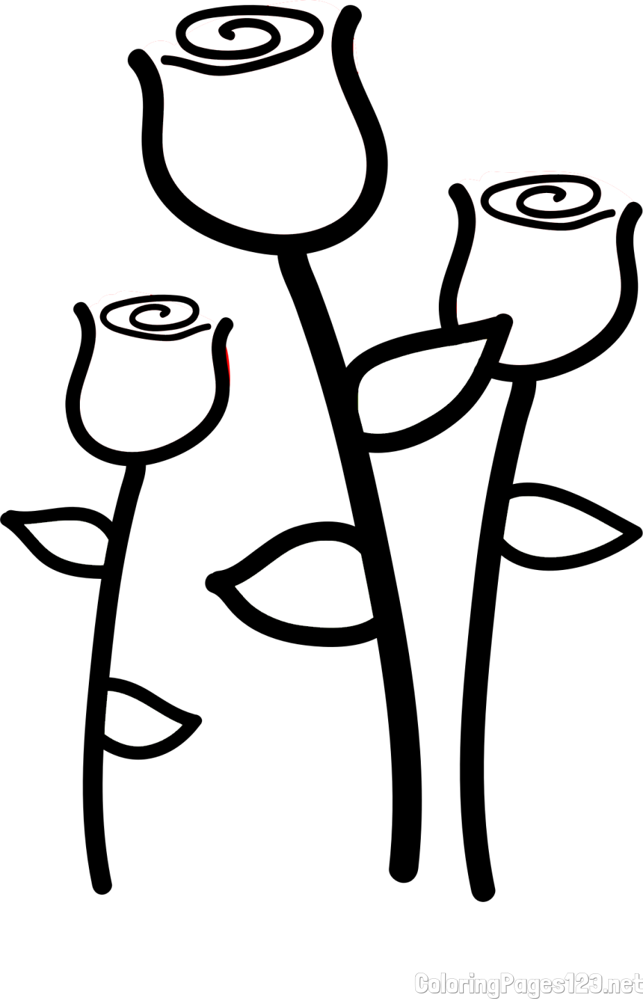 Three Roses Coloring Page