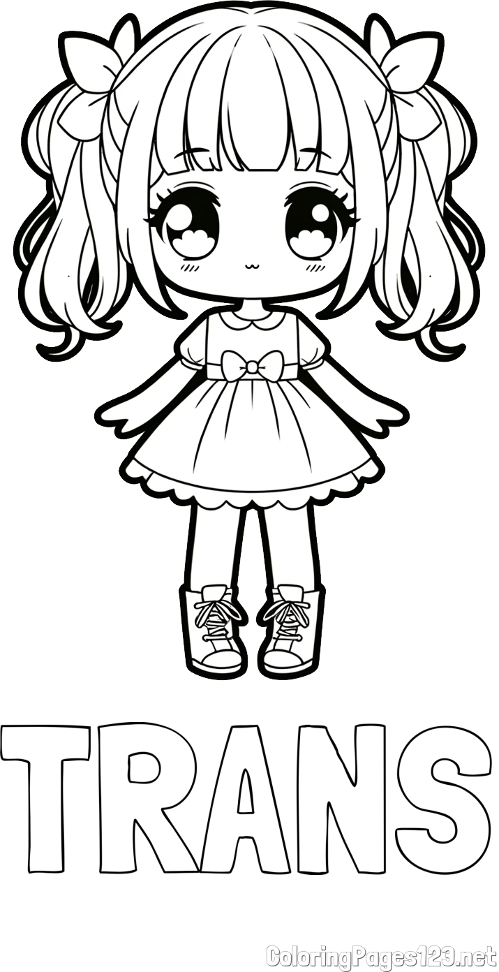 TRANS Coloring Page and Coloring Page of a Cute Anime Girl