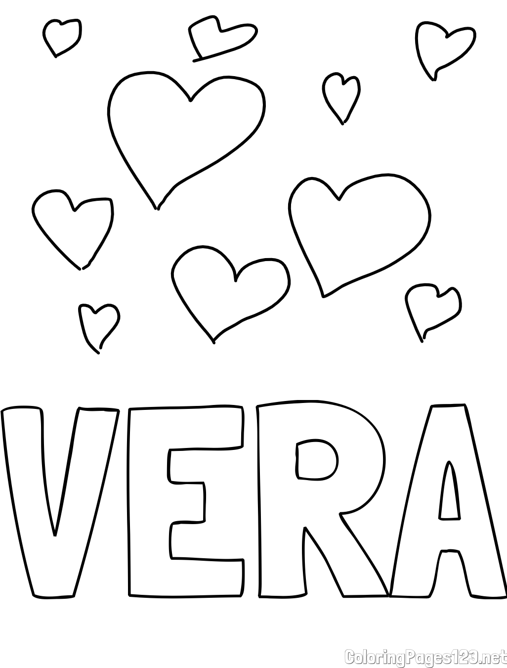 VERA Coloring Page alongside Coloring page of hearts 😍
